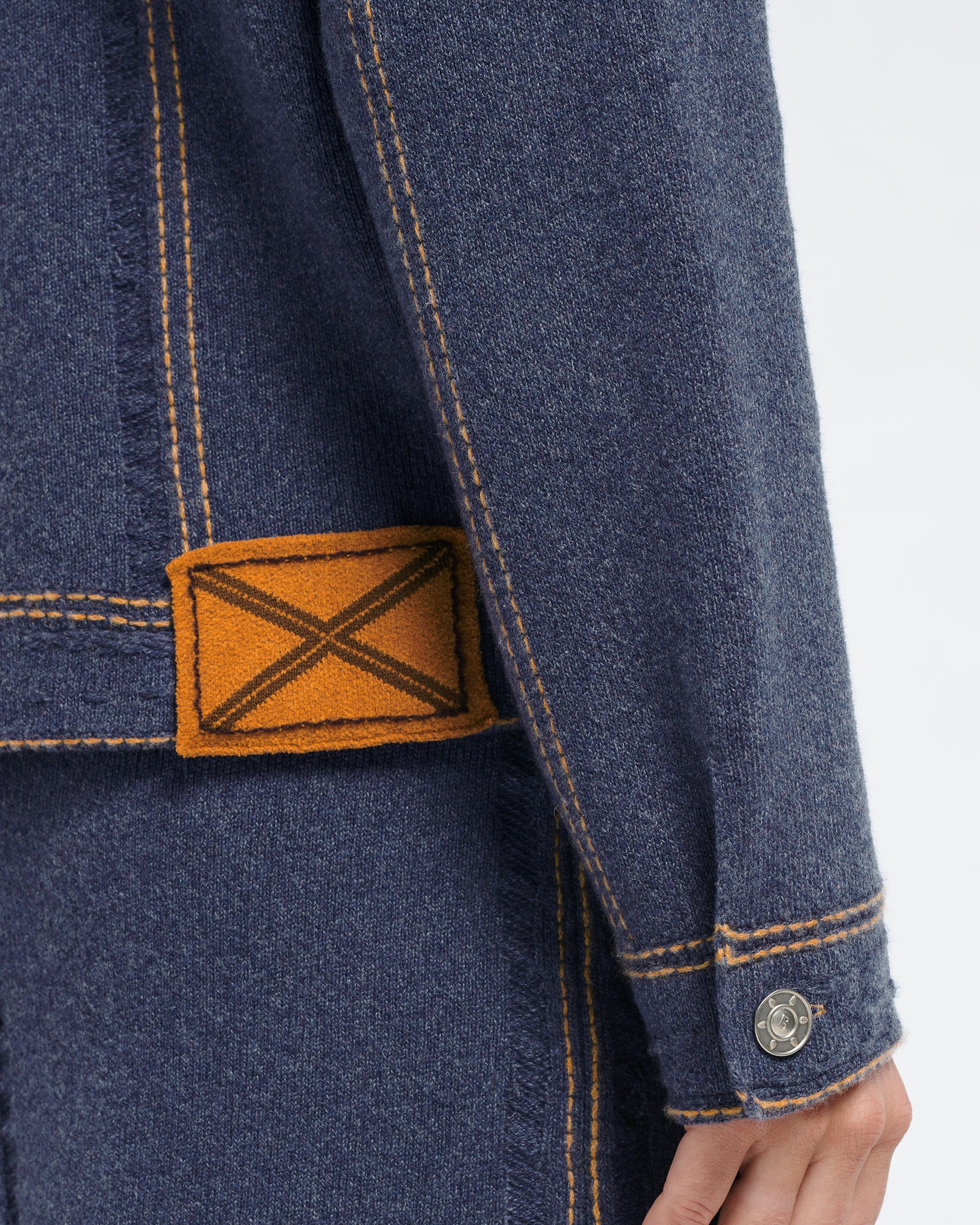 Denim regular cashmere and cotton jacket – Barrie.com