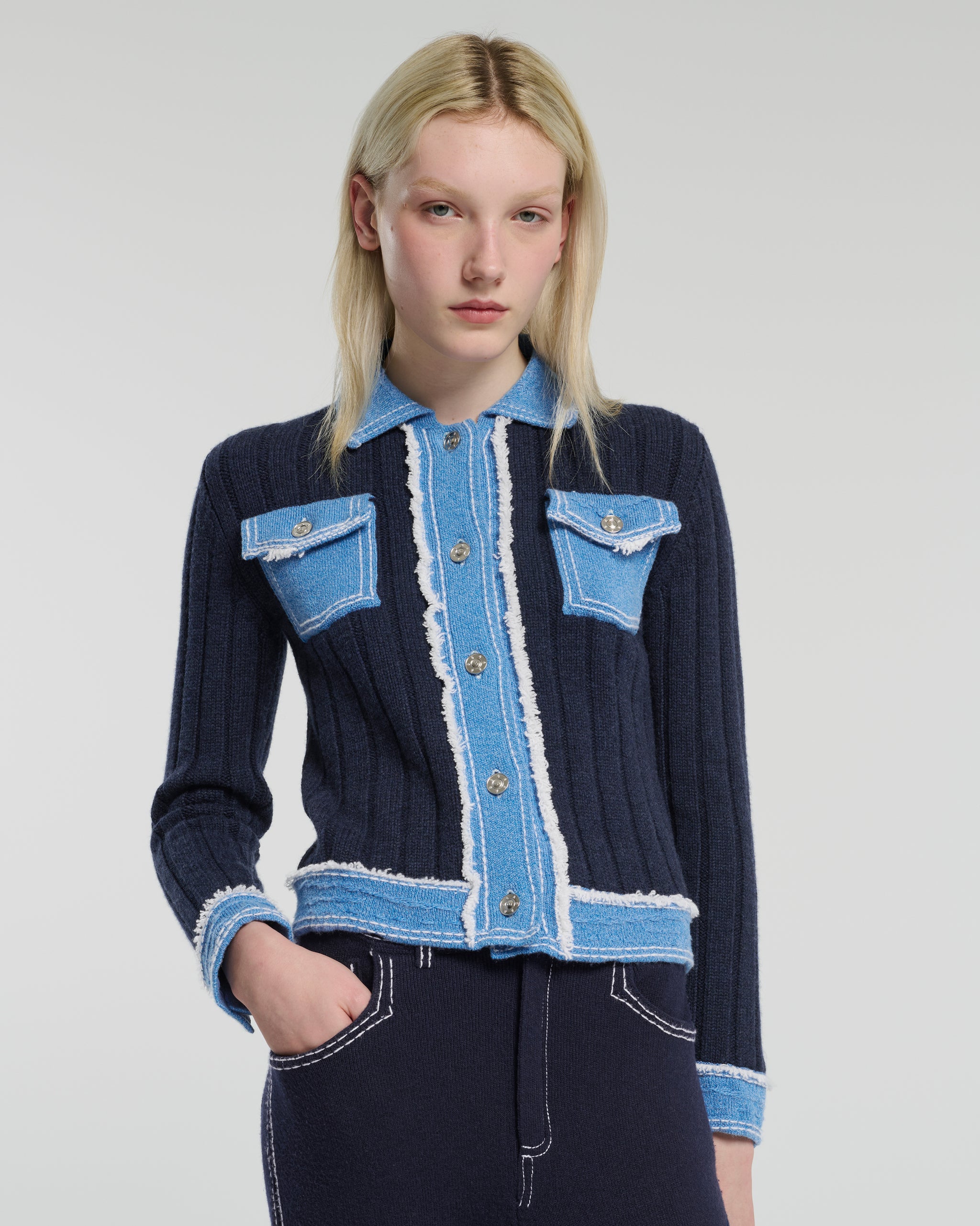 Denim jacket in ribbed knit – Barrie