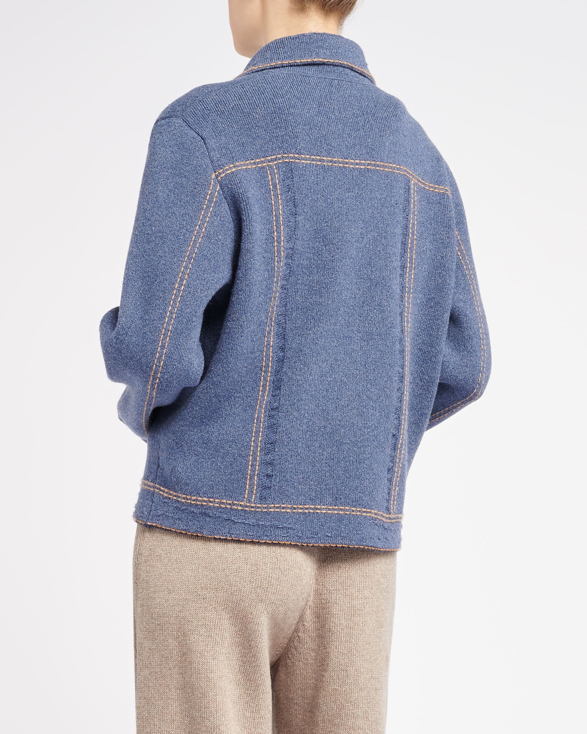 Denim regular cashmere and cotton jacket – Barrie.com