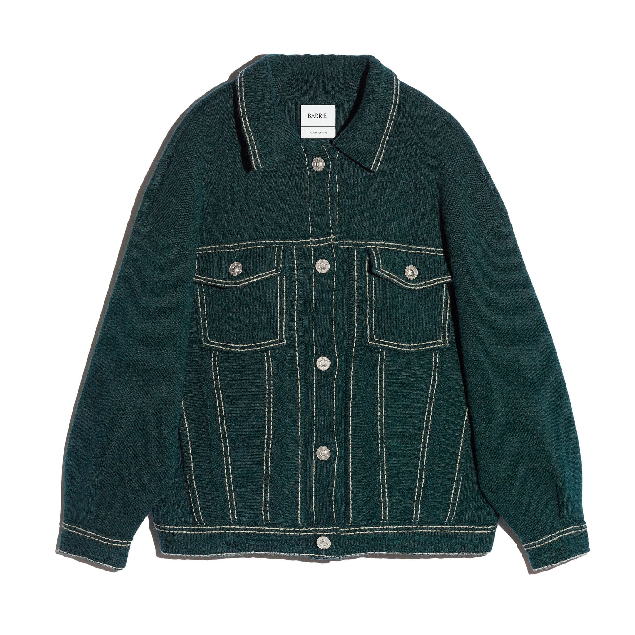 Denim oversized cashmere and cotton jacket – Barrie.com