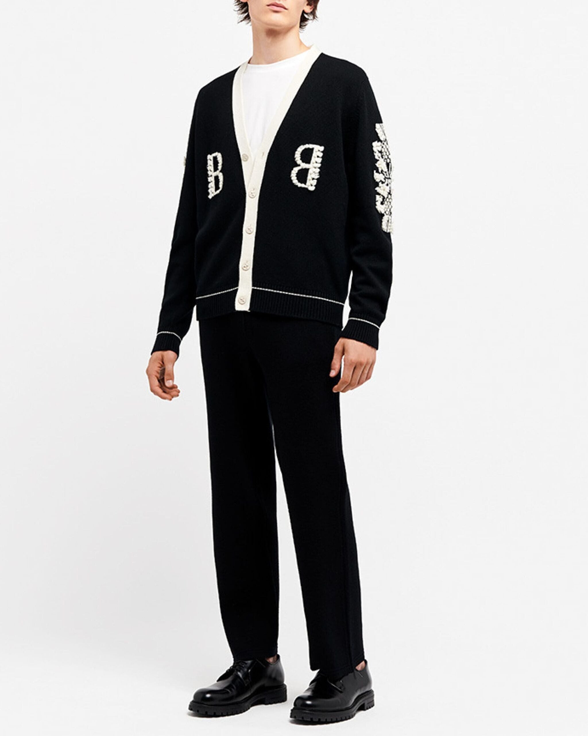 3D logo V-neck cashmere cardigan – Barrie