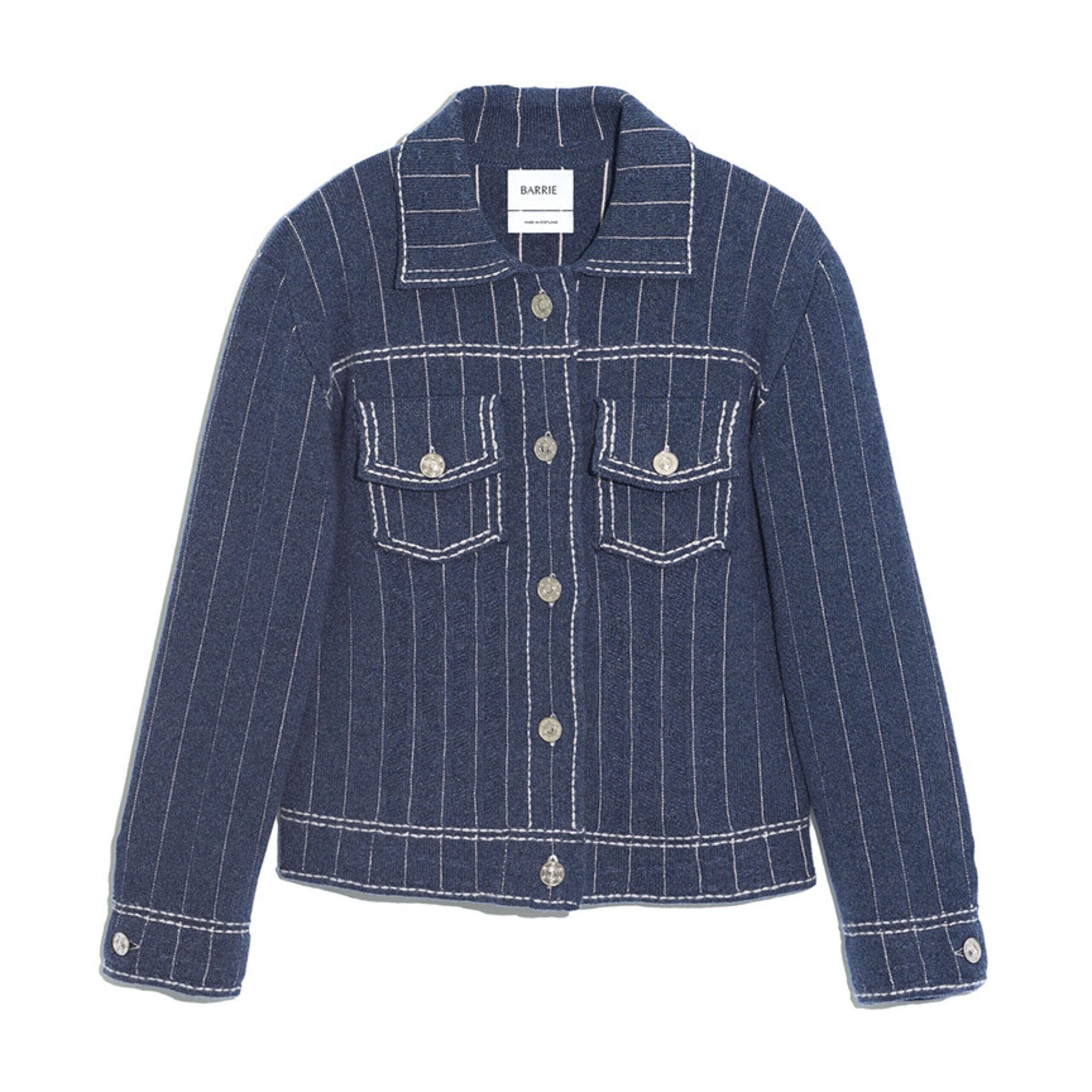 Denim oversized cashmere and cotton jacket – Barrie.com