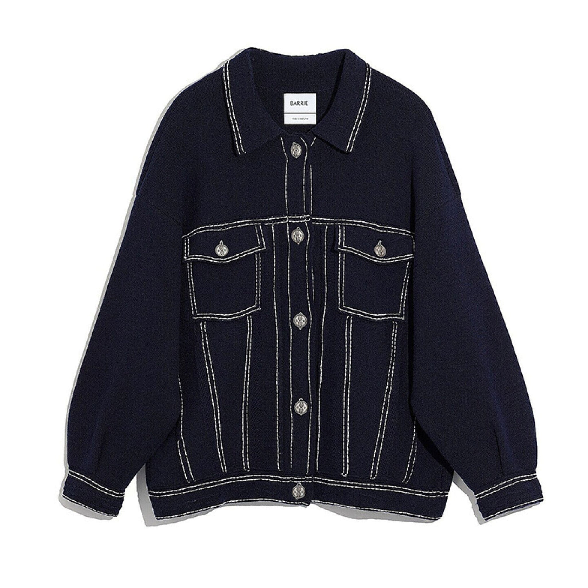 Denim oversized cashmere and cotton jacket – Barrie.com